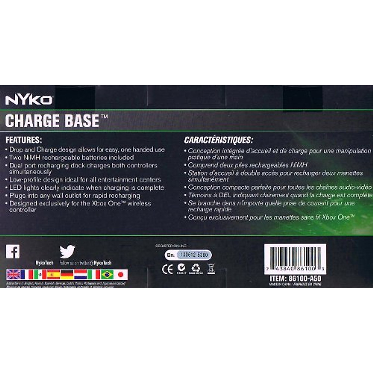 Nyko Dual Charge Base High Speed Docking/Charging Station for Xbox One/Xbox One S Controllers with Two Super Fast Rechargeable Battery Packs