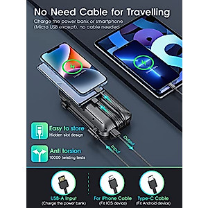 Solar Charger, Power-Bank, Portable Charger,43800mAh QC3.0 Fast Charging Qi 10W Wireless Charger 4 Solar Panel Built-in 2 Kinds Output Cable and 680Lumen Bright flashlights