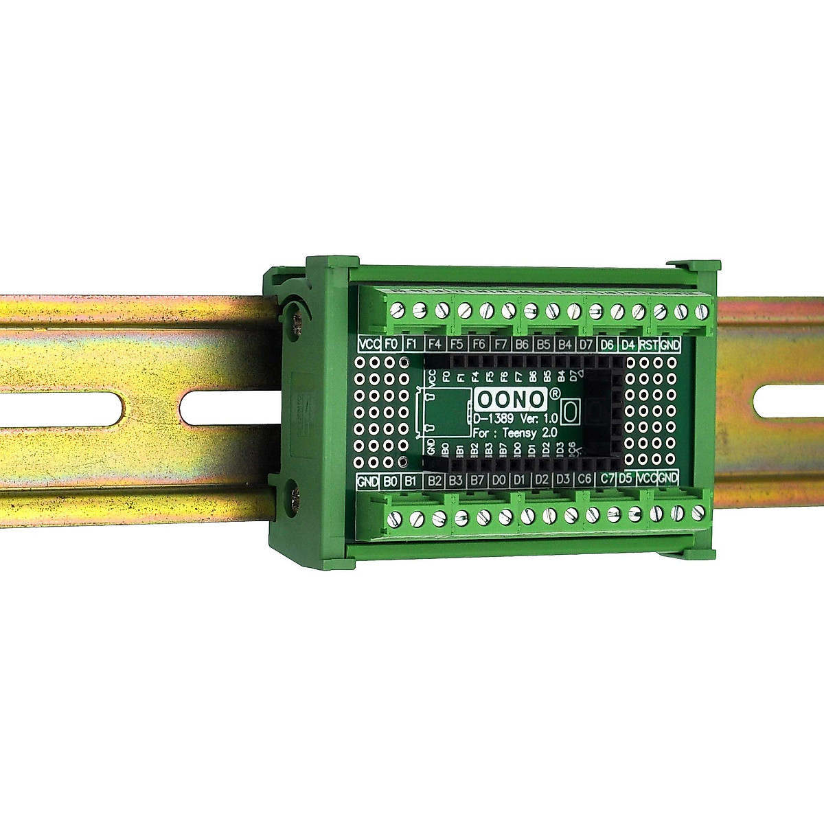 Terminal Block Breakout Board Module for Teensy 2.0, DIN Rail Mount Version