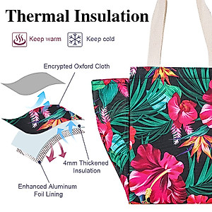 iknoe Lunch Bag Insulated Lunch Bags for Women & Men, 9L Reusable Lunch Tote, Portable Adult Thermal Large Lunch Cooler for Work Picnic Beach (Botanic)