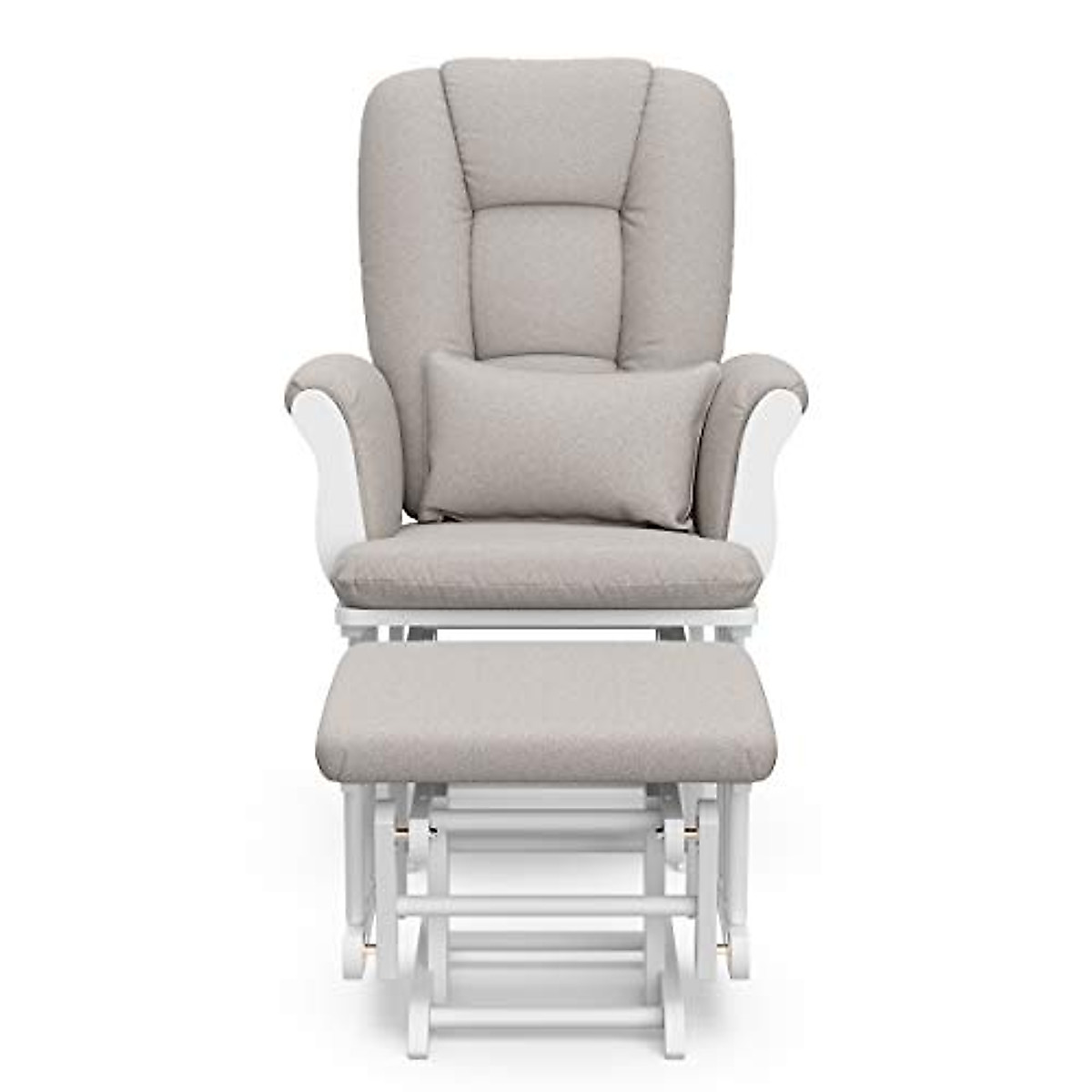 Storkcraft Tuscany Custom Glider and Ottoman with Free Lumbar Pillow (White/Taupe Swirl) - Cleanable Upholstered Comfort Rocking Nursery Chair with Ottoman