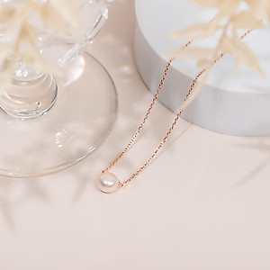 PAVOI Handpicked AAA+ Freshwater Cultured Single Pearl Necklace Pendant | Rose Gold Necklaces for Women