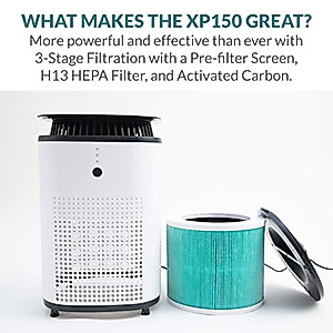 Purafide XP150 Veteran Owned, Tray-top, Countertop Air Purifier with 360-degree Air, 3 Stage Filtration for up to 460 Sq Ft. White, Pack of 1