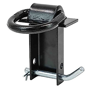 Mytee Products (4 Pack) Heavy Duty Adjustable Trailer Stake Pocket -Small 5/8 Inch Forged D Ring Black Powder Coated w/ 1/2" Hitch Pin, Load Limit 5400 lbs; 2 Adjustable Holes | Stake Pocket D-Ring