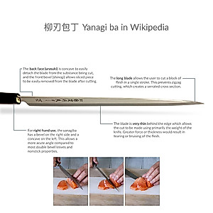 JapanBargain 1553, Japanese Sushi Chef Knife Yanagiba Sashimi Knife High Carbon Stainless Steel Blade 240mm Made in Japan, 9-1/2 inch