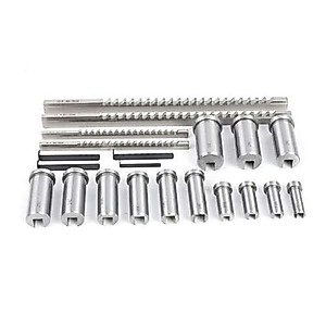 22 Piece Keyway Broach Kit Metric Size Metalworking Tool Bushing Spacer Set Bushing Metric Size 4mm B1, 5mmB1, 6mm C, 8mmC Broach with Tool Box, 13 Piece Bushing and 5 Piece Spacer Metalworking Tool
