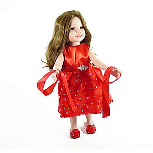 18 inch Girl Doll Clothes and Accessories - Beautiful Red Dress with Dots Outfit for 18 Inch Dolls