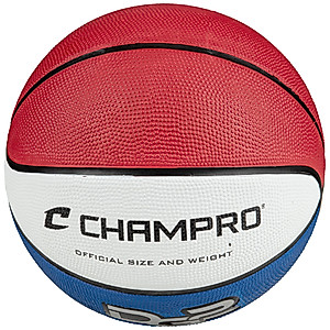 Champro Dura-Grip 230 Rubber Basketball, Women's Size 28.5, Red, White, and Blue