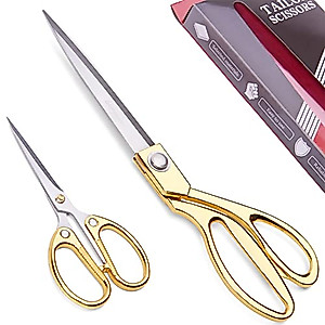 10.5''Sewing scissors,Zinc alloy Handle,Sharp Stainless steel blades, Professional tailor scissors for Cloth Fabric cutting Dress making,Color GOLD