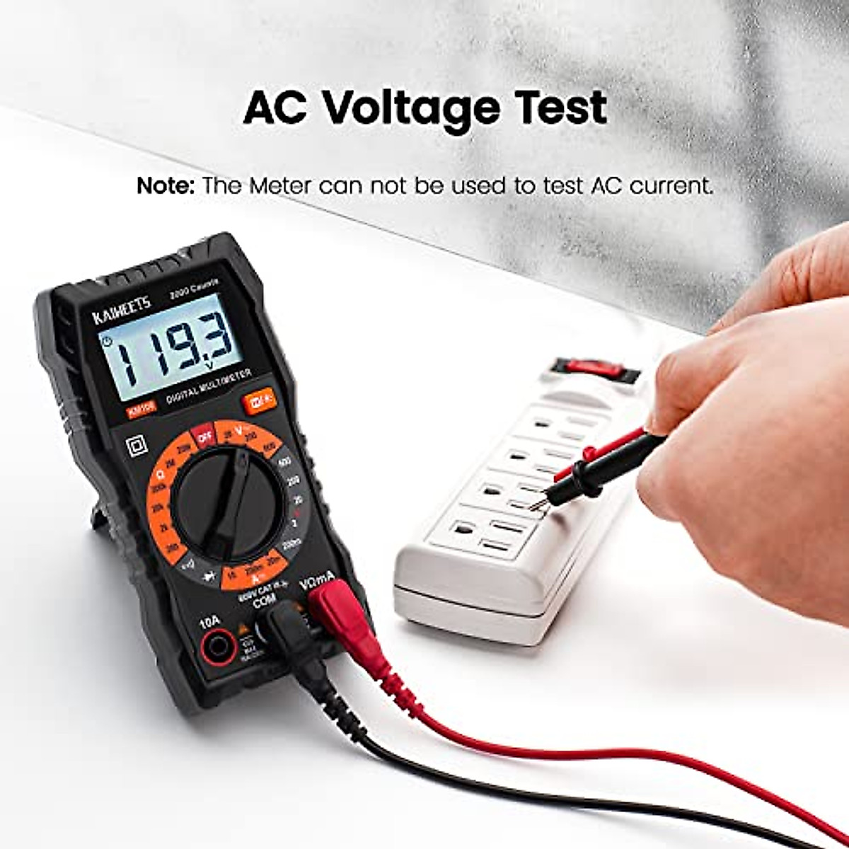 KAIWEETS Digital Multimeter with Case, DC AC Voltmeter, Ohm Volt Amp Test Meter and Continuity Test Diode Voltage Tester for Household Outlet, Automotive Battery Test (Anti-Burn with Double Fuses)
