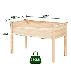 AMERLIFE Raised Garden Bed 48x30x24 Inch - Elevated Wooden Planter Box Stand with Legs for Vegetable Flower Herb Outdoor Gardening Backyard Patio,30 Inch Height 380 lbs Capacity