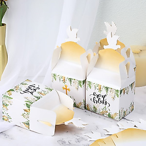 48 Pieces Religious Party Goodie Gable Boxes First Communion Gifts Treat Boxes God Bless Candy Boxes Religious Favor Boxes for Christening Gifts for Girls and Boys Baptism, First Communion, Easter