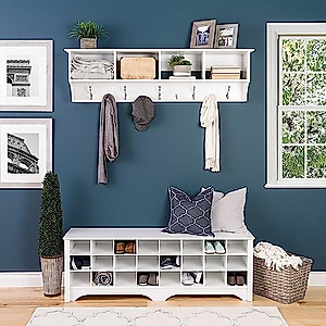Prepac 60 inch Wide Hanging Entryway Shelf, White