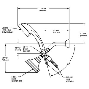 Speakman VS-233014-BN Caspian Anystream 2-Way Shower Combination, 2.5 GPM, Brushed Nickel