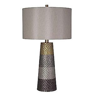 Catalina 20695-001 Modern Hammered Metal Striped Table Lamp, LED Bulb Included, 31.5", Brown