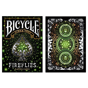 Bicycle Playing Cards Fireflies Design | Limited Edition Deck Pitch-Black with Glowing Effects, Silver