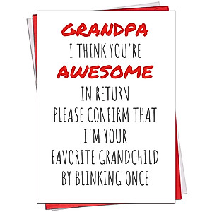 Ikassong Funny Card for Grandpa Birthday Grandparents Day 5.3 x 7.6 with 2 Envelopes