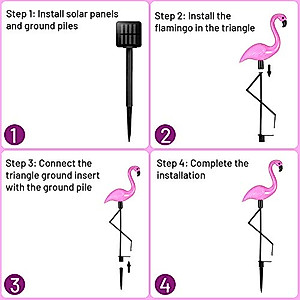 3 Pieces Garden Outdoor Flamingo LED Stake Lights Solar Powered Waterproof for Garden, Lawn, Patio, Pond, Backyard Decor