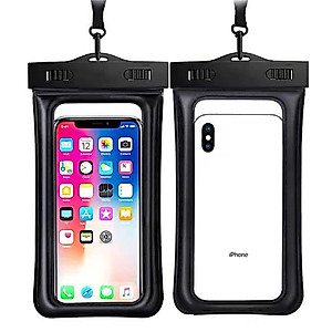 MOMODEER Universal Waterproof Case Cellphone Dry Bag, Universal Float Waterproof Case Underwater Dry Bag for Beach Swimming Kayak -2 Pack, Black