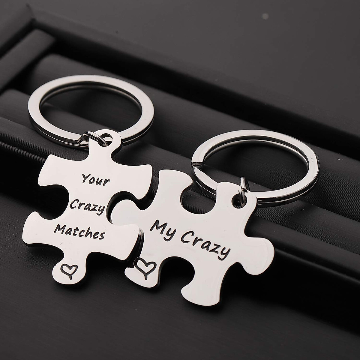 TGBJE Your Crazy Matches My Crazy Couples Keychain Set Puzzle Piece Gift for Boyfriend,Girlfriend (You Crazy Keychain)