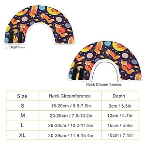 Cute Fox in Space Soft Dog Cone Collars Protective Adjustable Cat Recovery Collar to Stop Licking S