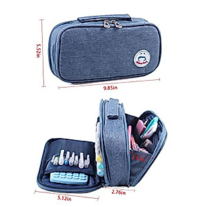 Pencil Case Pen Bag Holder Pouch Large Handle Big Capacity Desk Organizer Storage Marker Box Stationary Makeup Cosmetic Double Zippers for School Office Students Teen (blue)