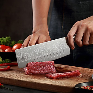 TooSharp Nakiri Knife 7 Inch, Update Fit/304 Stainless Steel Handle,Vegetable Kitchen Knife, Good Sharp Helper for Cooking, Meat, Home and Kitchen