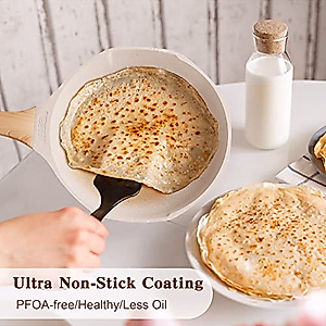Nonstick Frying Pan Set - Granite Induction Pans for Cooking Omelette Non-Stick Cookware Set, Healthy Kitchen Skillet Non Sticking Stone Pot and Pan Set (8", 9.5" & 11") Beige