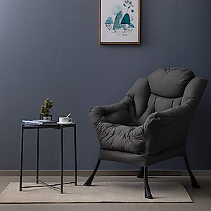 HollyHOME Fabric Large Lazy Chair, Accent Reading Chair, Cozy Lounge Chair with Armrest, Leisure Sofa Chair for Living Room, Bedroom, Dorm, Dark Grey