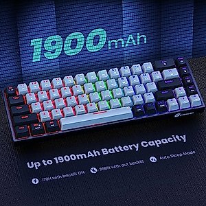 GEODMAER 65% Wireless Mechanical Gaming Keyboard, Triple Modes 2.4G/Bluetooth/Wired RGB Backlit Gaming Keyboard, Wireless Red Switch Mechanical Keyboard, Compact Wireless Keyboard for PC Win Mac Gamer