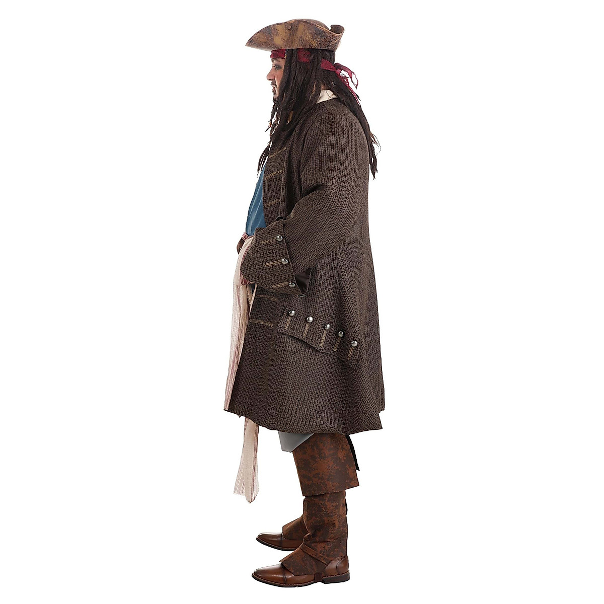 Plus Mens Deluxe Jack Sparrow Pirate Costume, Disney Pirates of The Caribbean Captain Jack Sparrow Adult Costume 4X Brown