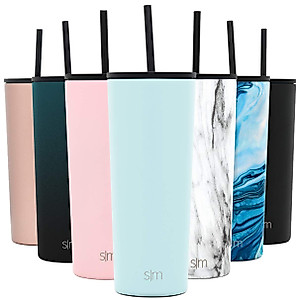 Simple Modern Insulated Tumbler with Lid and Straw | Iced Coffee Cup Reusable Stainless Steel Water Bottle Travel Mug | Gifts for Women Men Her Him | Classic Collection | 24oz | Seaside