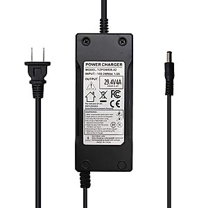 29.4V 4A AC/DC Power Adapter Charger 24V 4A for 24V 7S Lithium Li-ion Battery, 5.5x2.1mm DC Plug with 5.5 * 2.5mm Tip