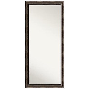 Amanti Art Non-Beveled Wood Full Length Mirror (65.5 x 29.5 in.), Rustic Pine Frame - Floor Mirror, Wall Mirror - Brown