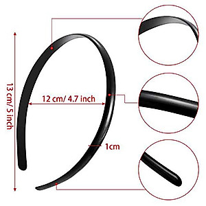Hicarer 30 Pack Plastic Hair Headband 10 mm Plain No Teeth DIY Hair Bands Plain Headbands for Girl and Woman (Black)