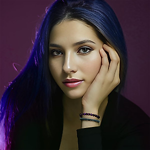 MILAKOO 8mm Natural Stone Bracelet Yoga Semi-Precious Beads Tiger Eye Bracelet Purple Color