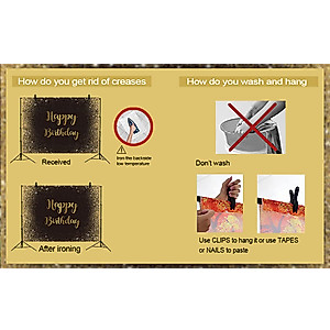 Black Gold Happy Birthday Backdrop Gold Glitter Spots Photography Background Adults Man Boy Birthday Party Table Wall Decoration Photo Shoot Booth Studio Props 7x5FT