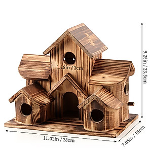 Bird House,Bird House for Outside,Hummingbird House with 6 Hole,Bluebird Finch Cardinals Hanging Big Birdhouse,Nesting Box Birdhouse for Backyard/Courtyard/Patio Decor.