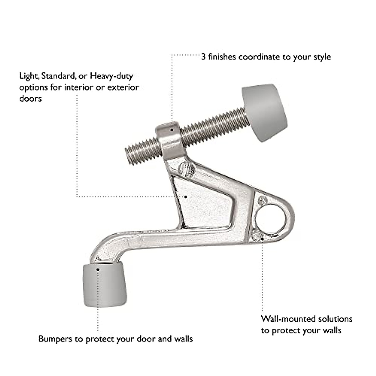 Design House 181834 Jumbo Hinge Pin Door Stop, Satin Nickel, 5-Pack
