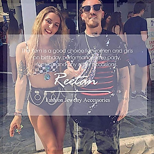 Reetan Punk Leather Body Chains Black Waist Chain Layered Nightclub Ring Belt Belly Chains Rave Party Body Jewelry Accessories for Women and Girls (A)