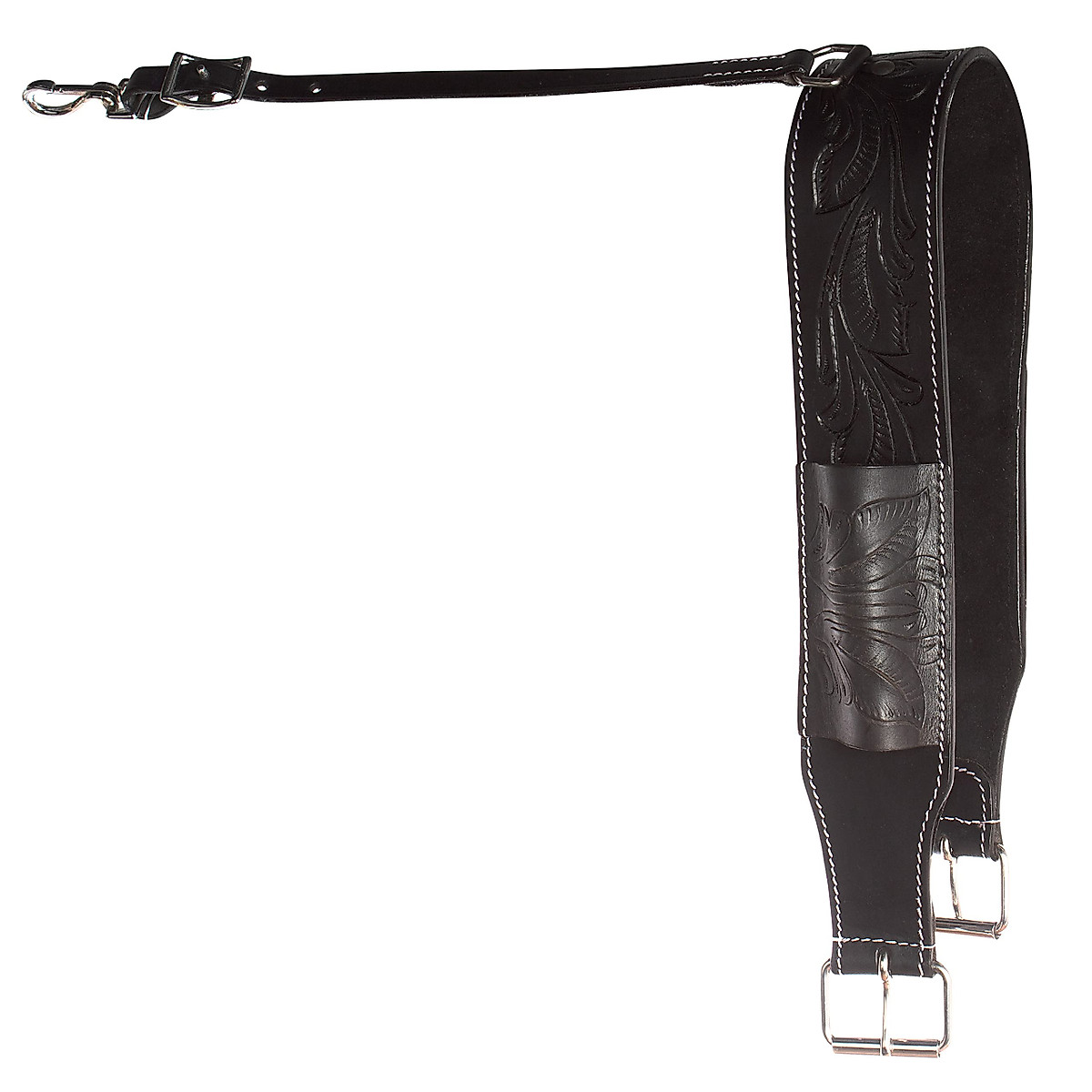 Acerugs BLACK WESTERN LEATHER SADDLE BACK CINCH FLANK GIRTH REAR GIRTH TOOLED (Standard)