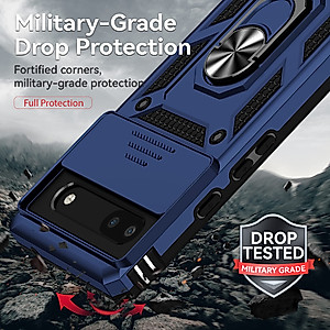 for Pixel 6a Case,Google Pixel 6a Phone Case,with Screen Protectors and Camera Cover,[Military Grade] 16ft.Drop Tested Cover with Magnetic Kickstand Protective Case for Google Pixel 6a, Blue