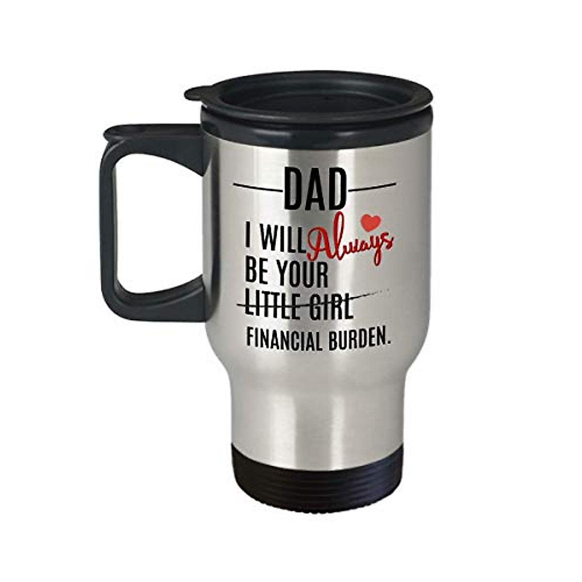 Dad Travel Mug from Daughter I Will Always Be Your Financial Burden Funny 14 oz Stainless Steel Coffee Cup