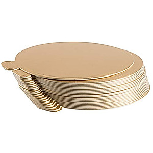 Mini Cake Boards, Gold Dessert Plates (3.5 in., 200 Pack)