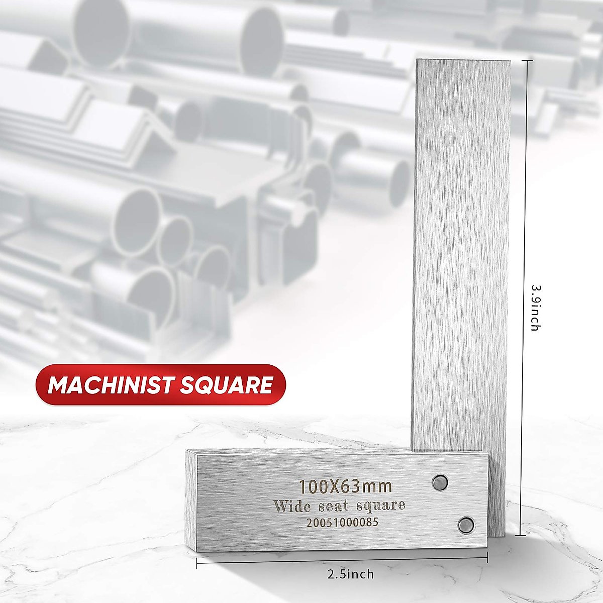 Engineer Square Machinist Square Set Mechanical Steel High Precision Square Woodworking Wide Base Square Tool Wide Sitting Angle Square L-type Measuring Tool for Engineer Student (4 x 2.5 Inch)