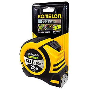 Komelon SL52425; 25' x 1.06" Self-Lock Powerblade II Tape Measure, Yellow/Black