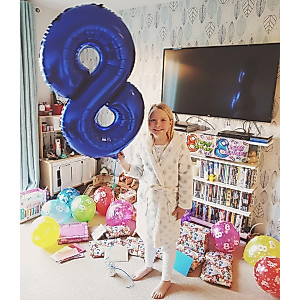 40 Inch Number 8 Balloon, Giant Navy Blue 8 18 28 80 Birthday Balloons for Men Boys, 8th Birthday Decorations Party Supplies, Wedding Anniversary, Graduations