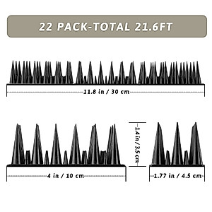 EcoGrowth Bird Spike for Bird Cat Squirrel, Fence Spike to Keep Pigeon Raccoon Away, Bird Spikes Security for Railing, Roof - 22 Pack (21.6 FT)