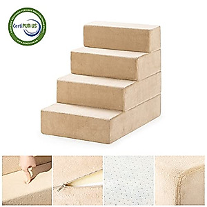 ZINUS Foam 22 Inch 4-Step Step Pet Stairs / Pet Ramp for Cats and Dogs, Large, Cream