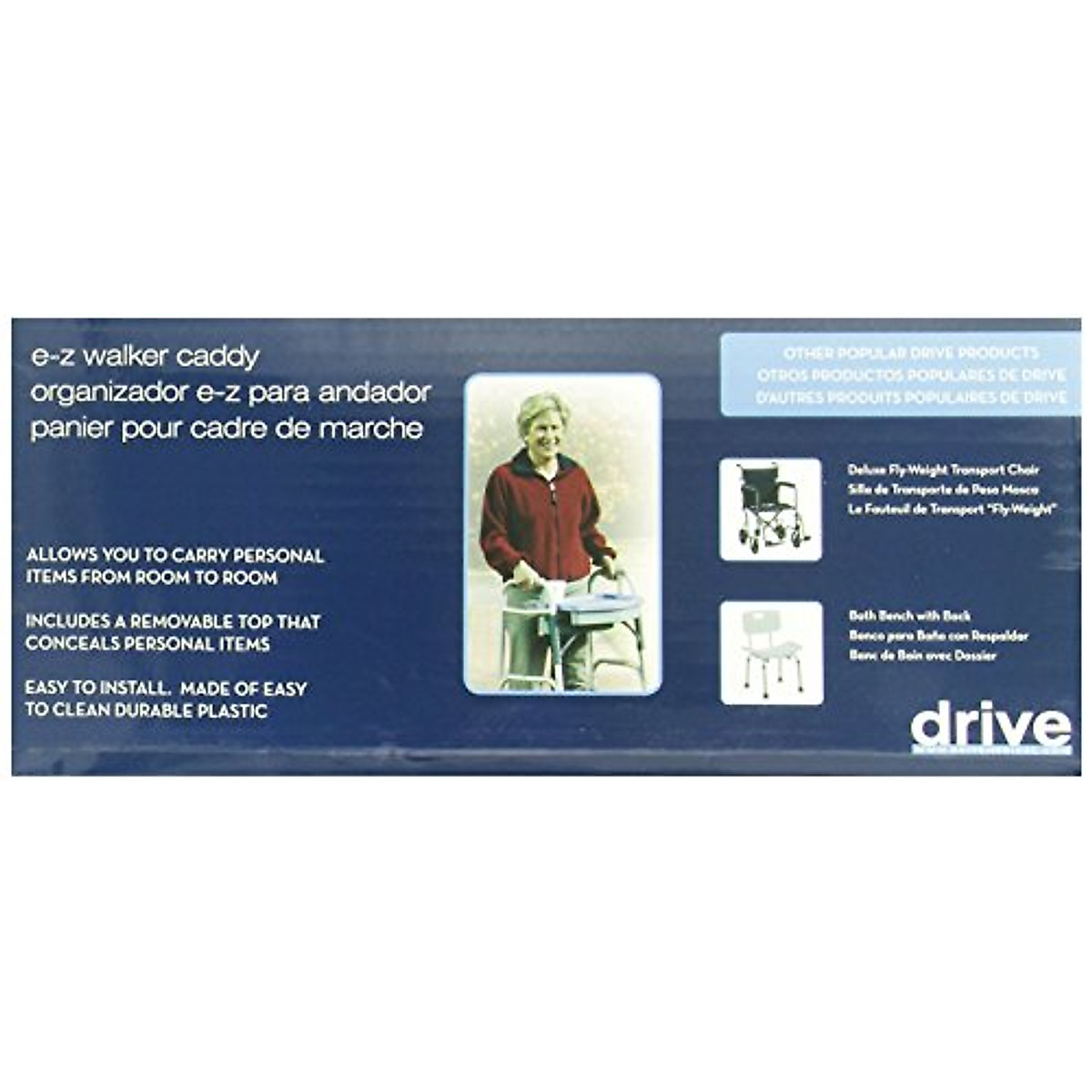 Drive Medical RTL10131 E-Z Walker Caddy with Tray, Gray/Blue